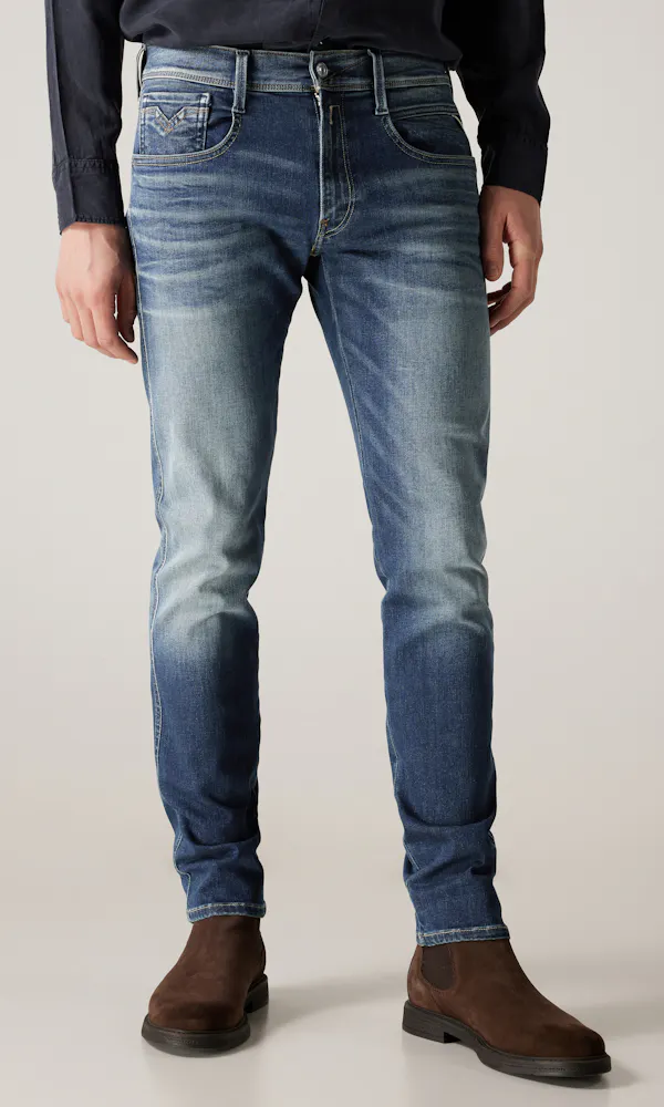 Replay Anbass Hyperflex Medium Blå Jeans Mellanblå | Herr | Carlings